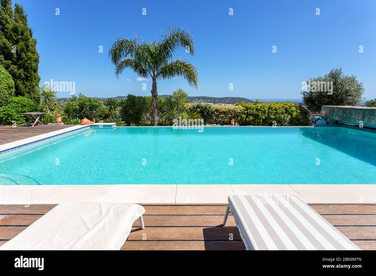 A swimming pool of modern architecture in the garden Stock Photo - Alamy