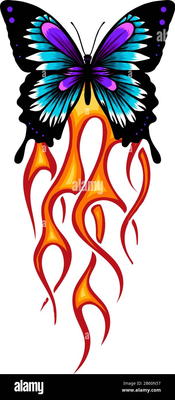 vector Illustration of a butterfly made of fire Stock Vector Image ...