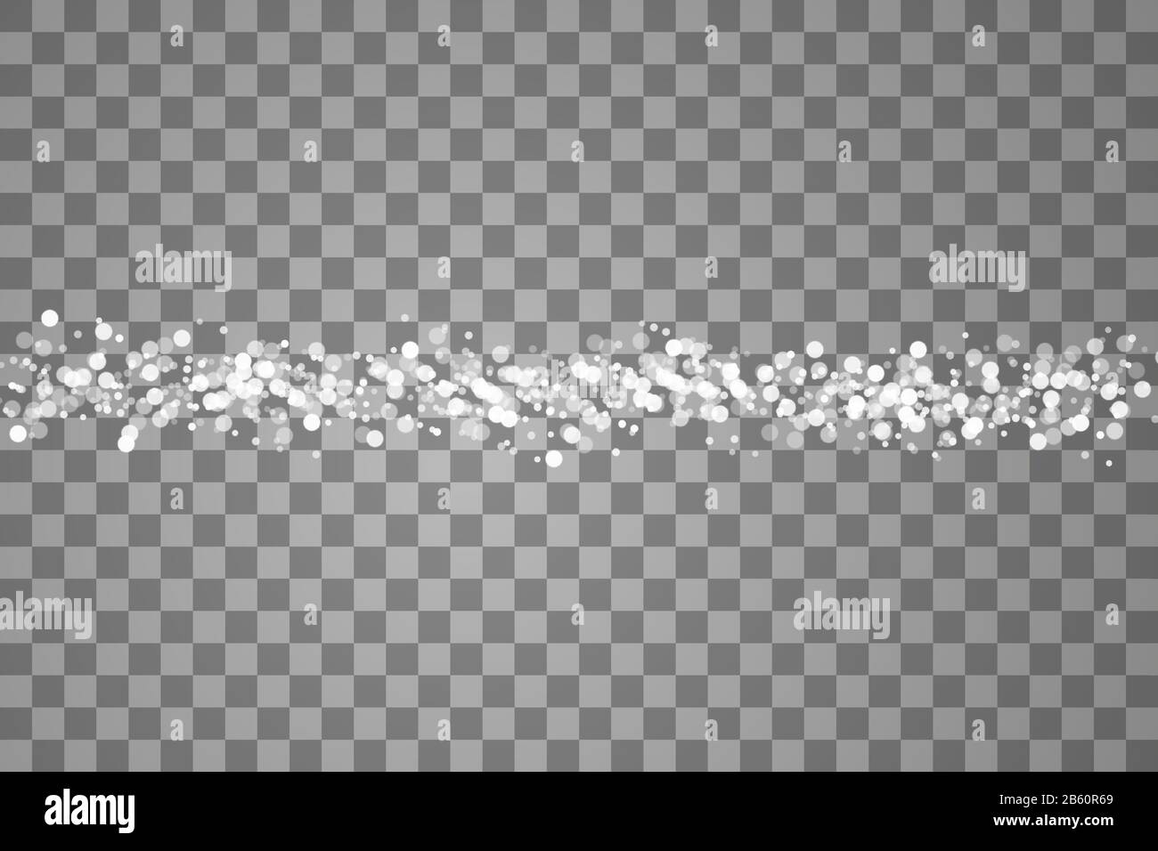 Glowing light effect with many glitter particles on line isolated on ...