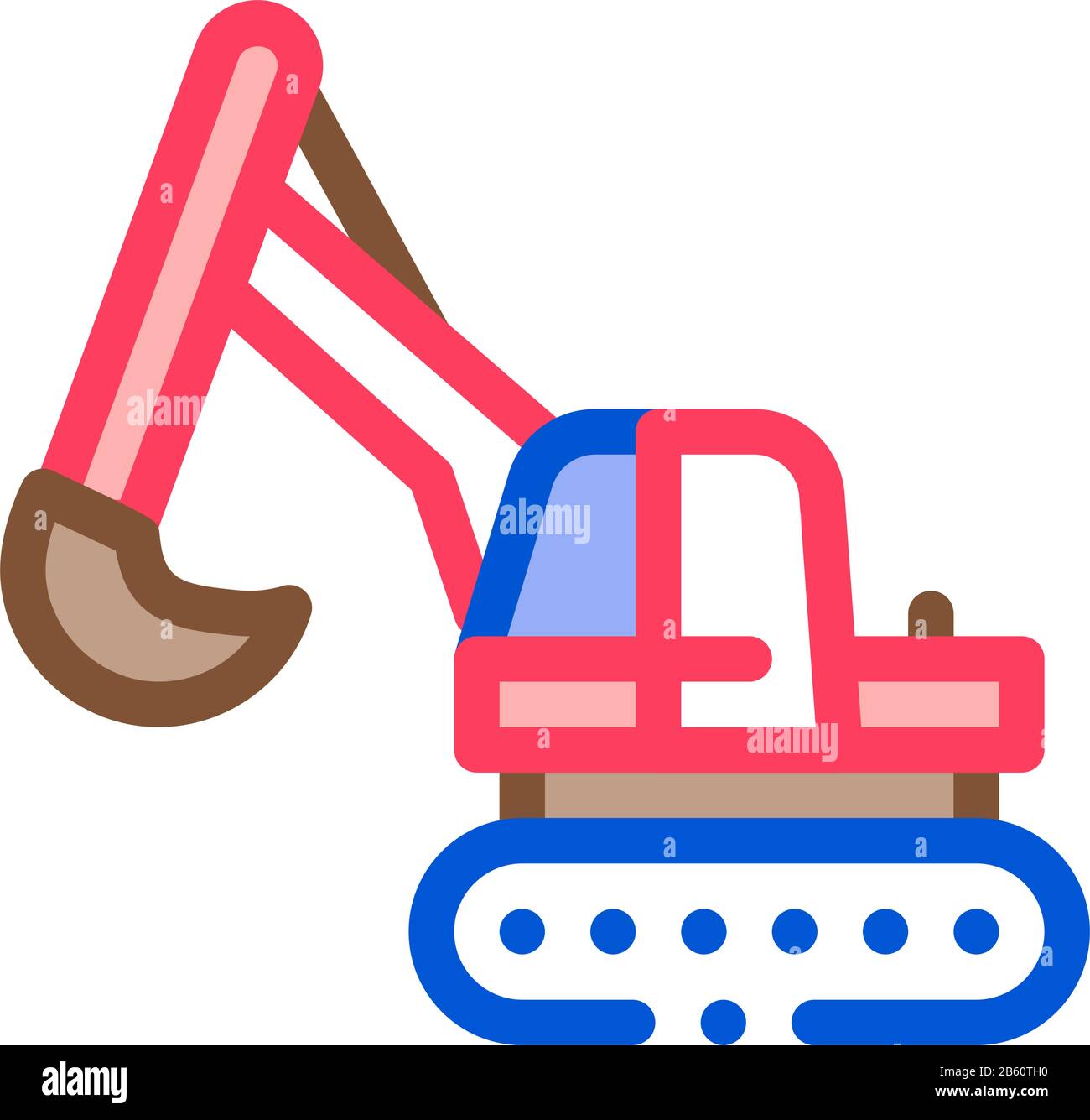 Excavator Machine Icon Vector Outline Illustration Stock Vector Image ...