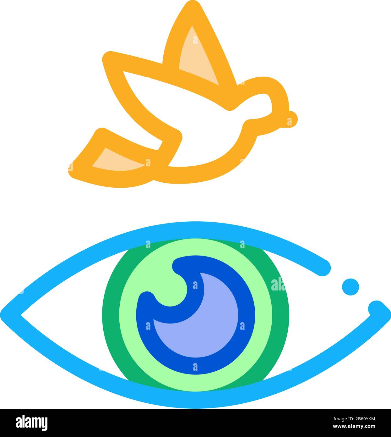 Human Eye Watching Fly Bird Icon Thin Line Vector Stock Vector Image ...