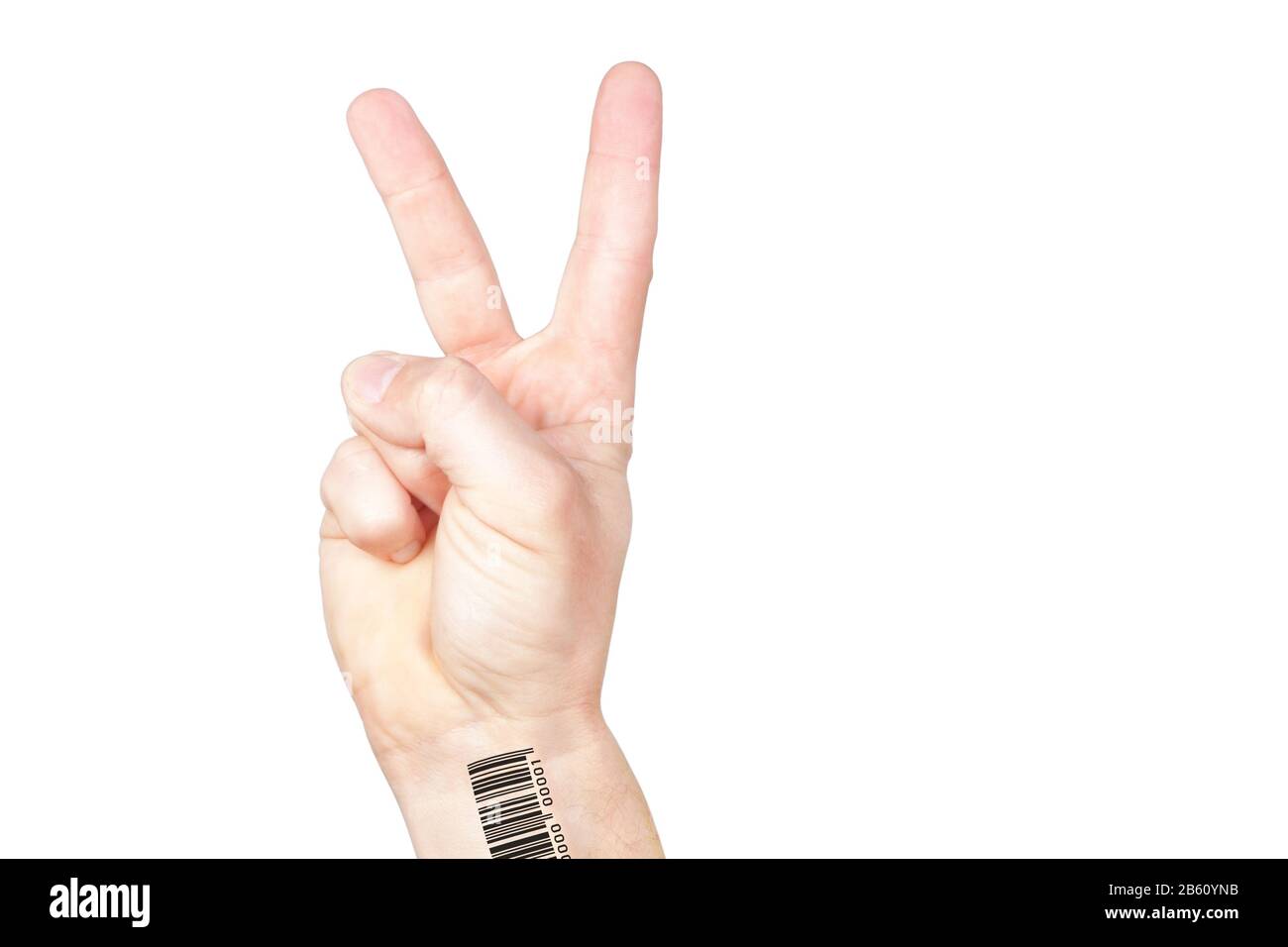 The victory over the restriction of personal privacy. Hand with bar ...