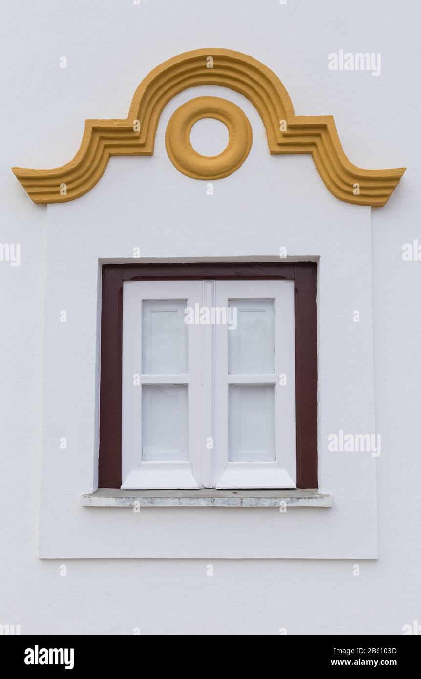 Vintage, ornamental, Portuguese, Traditional window. Close-up Stock ...