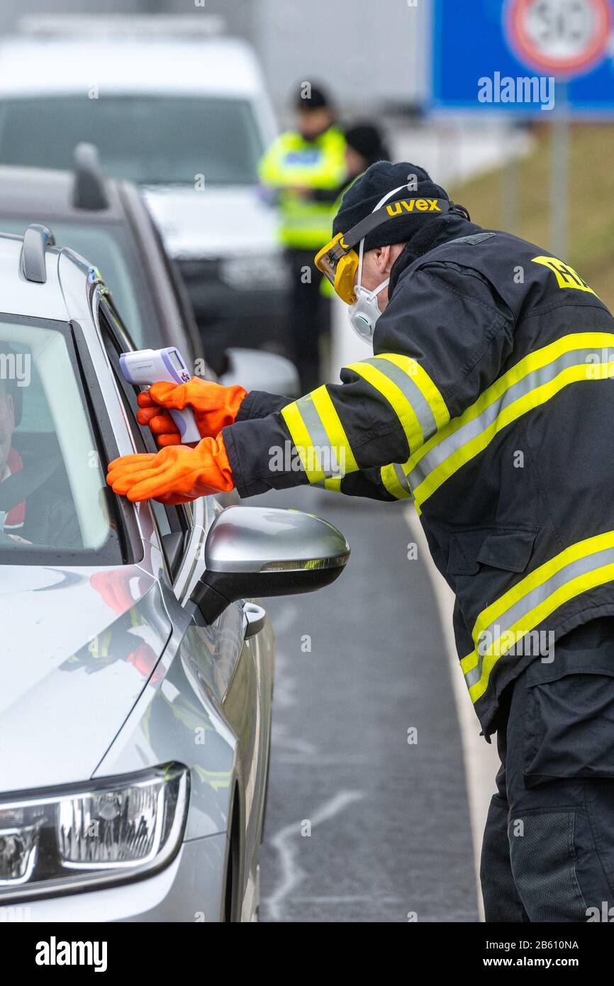 Ceska Kubice, Czech Republic. 09th Mar, 2020. A firefighter from the ...