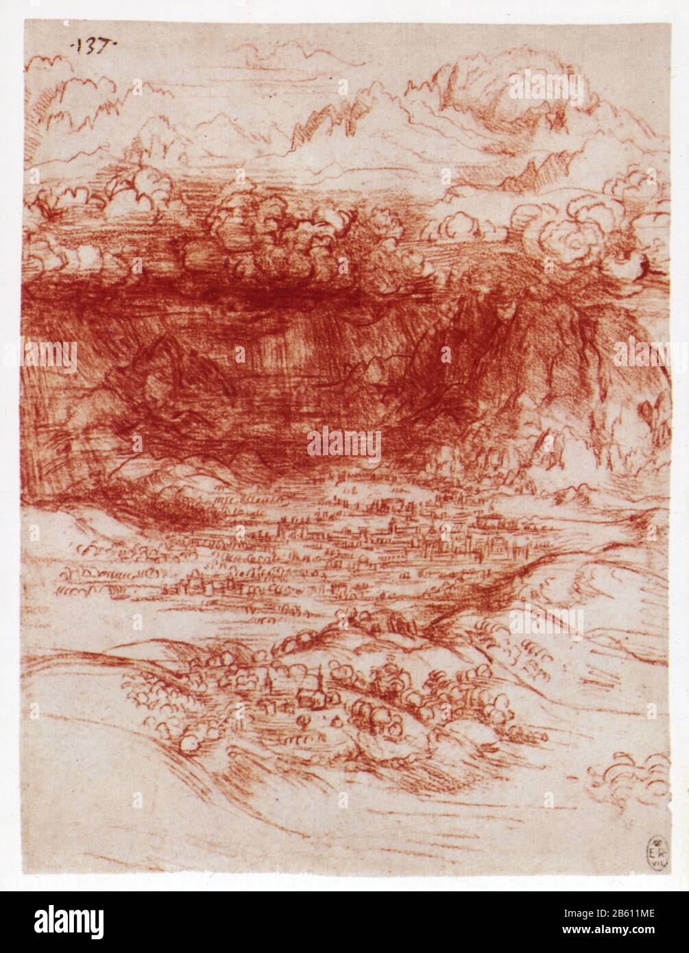 Leonardo da Vinci. Storm over a Mountain Valley. 1500 Stock Photo - Alamy