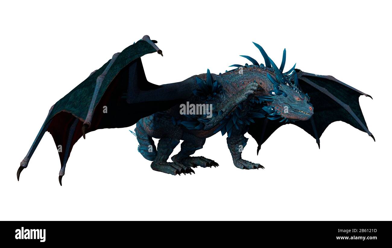 3D rendering of a fantasy dragon isolated on white background Stock ...