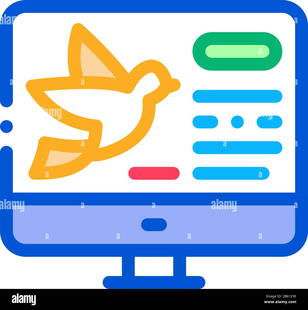 Bird On Computer Screen Icon Thin Line Vector Stock Vector Image & Art ...