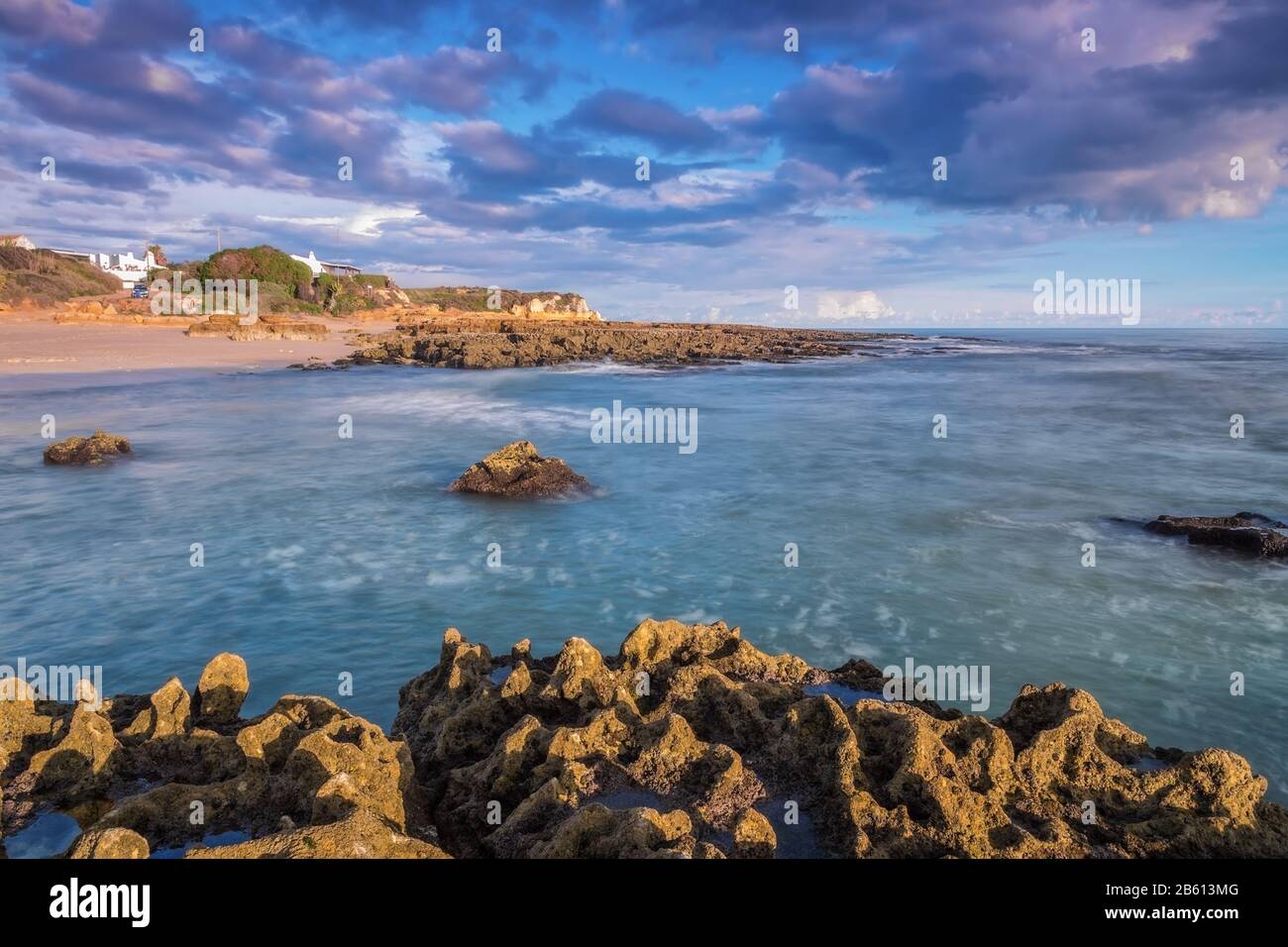 Sea waves and rocks. Gale Beach Albufeira Stock Photo - Alamy