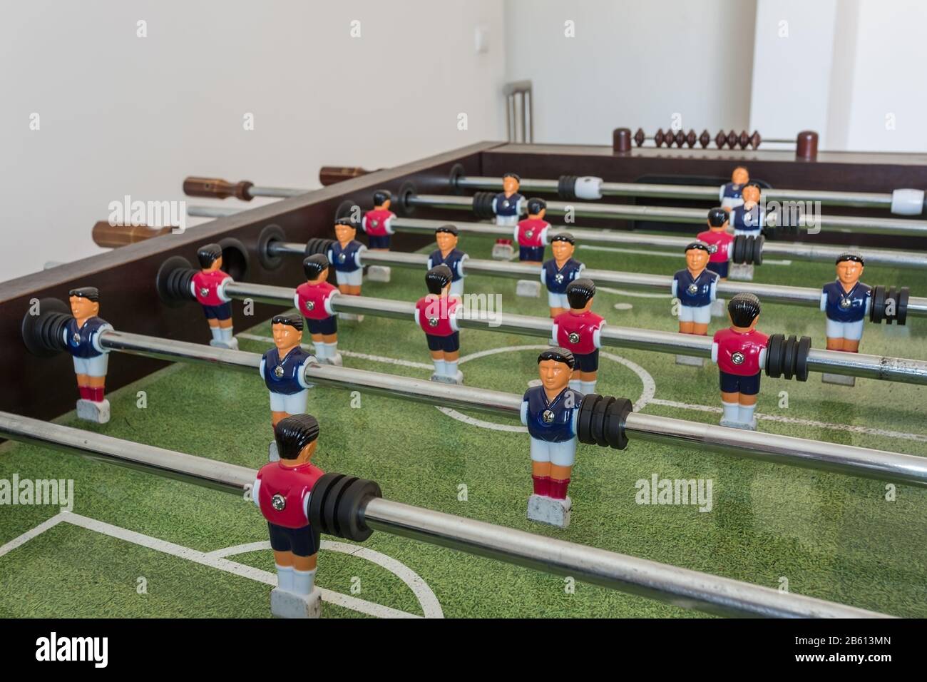 Table football game, Soccer table with red and blue players Stock Photo ...