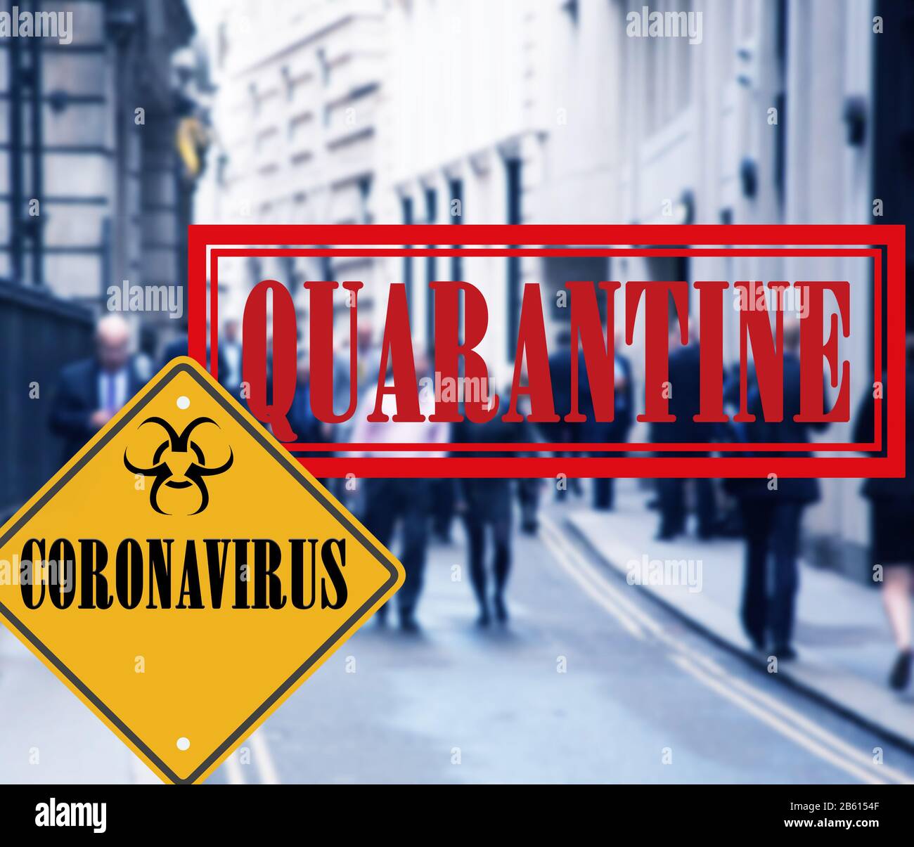 quarantine warning . Coronavirus disease outbreak. COVID-19 alert sign ...
