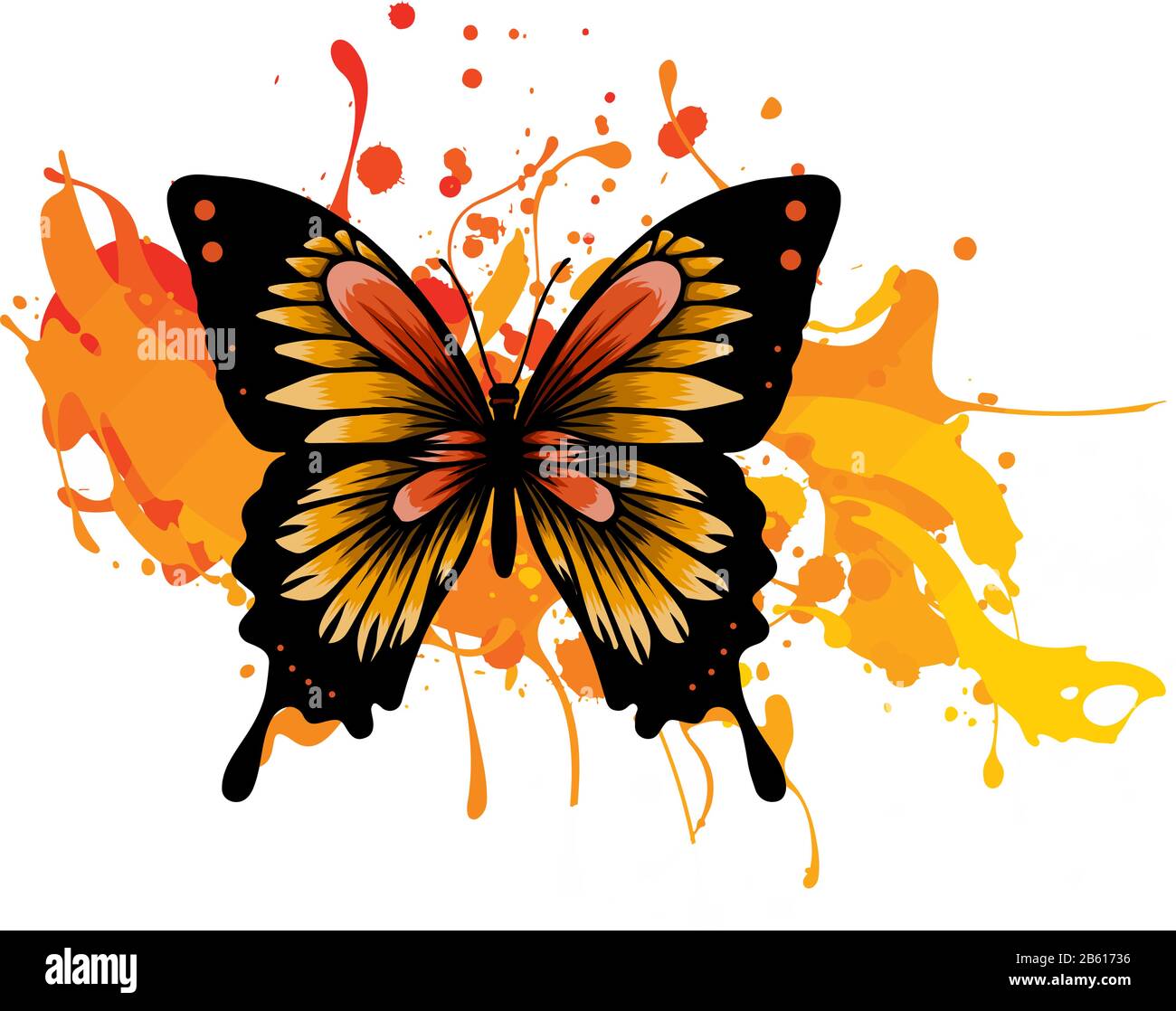 Vector illustration decorative butterfly with stain design Stock Vector ...
