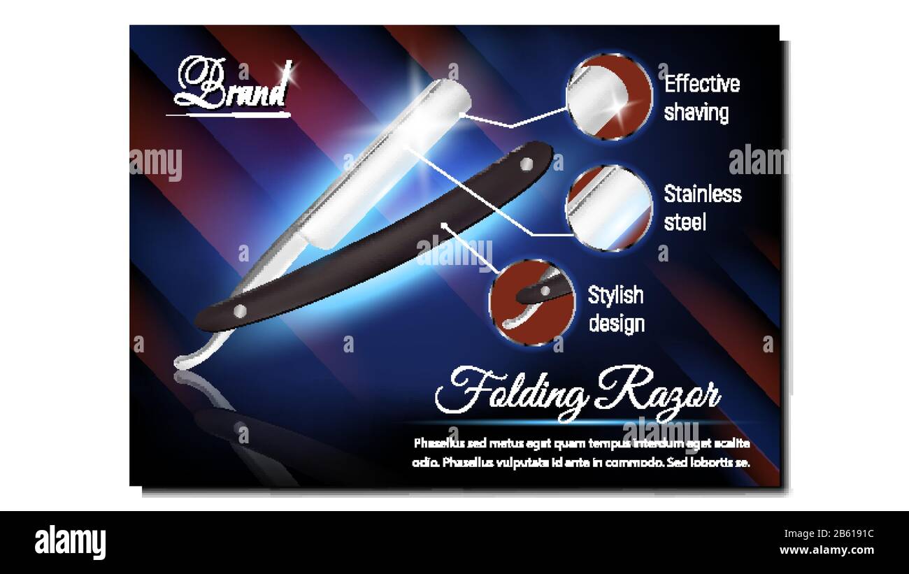 Folding Razor Barber Tool Advertise Poster Vector Stock Vector Image ...
