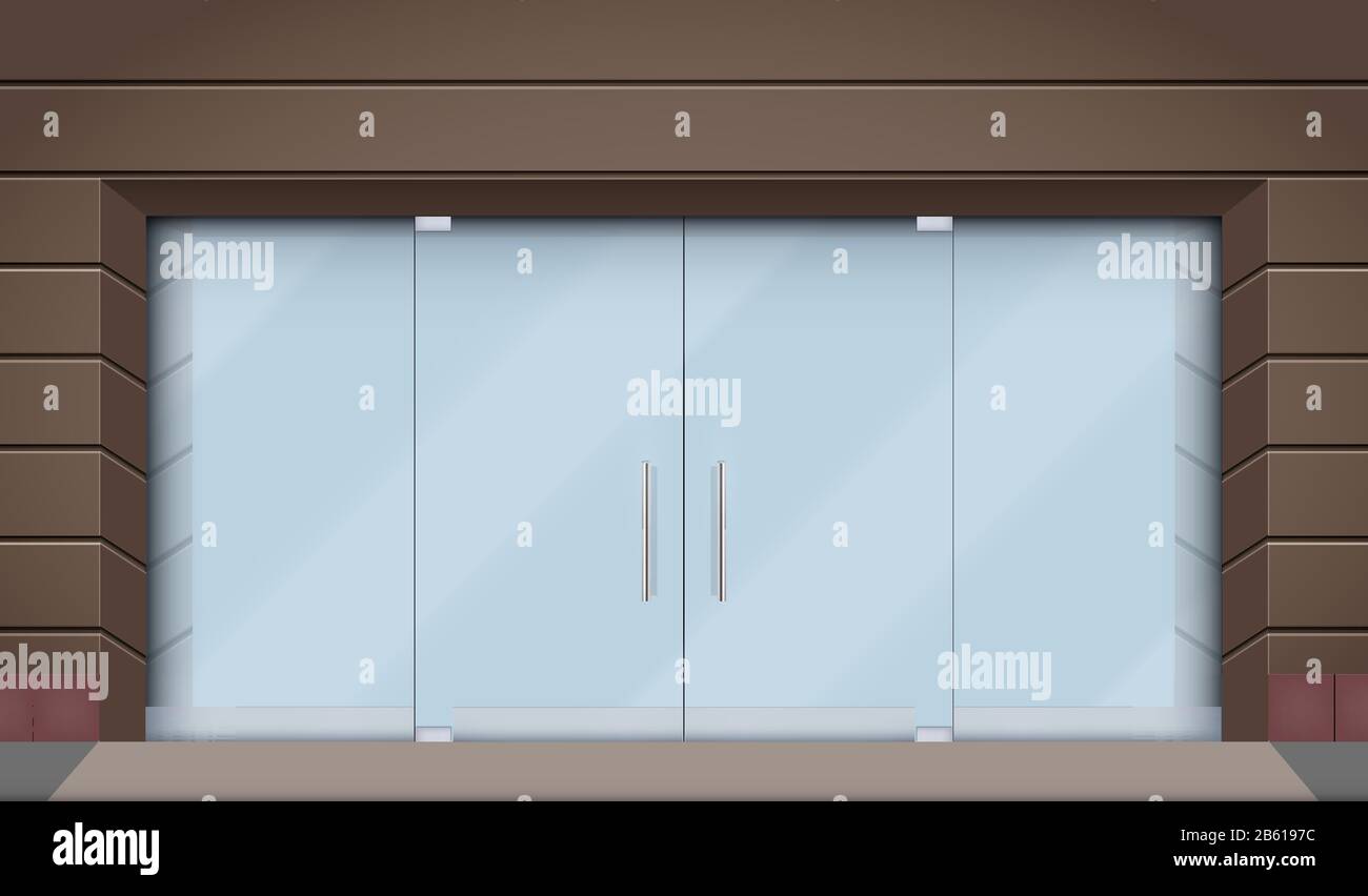 Exterior of shop facade with two big glass doors Stock Vector Image ...