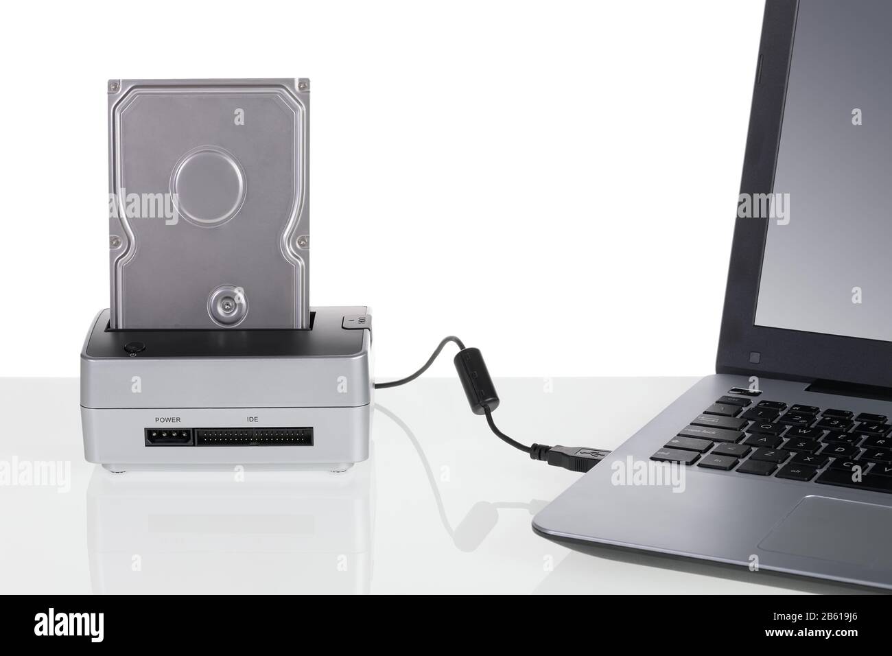 Hard disk drive with docking station connected to a laptop computer ...