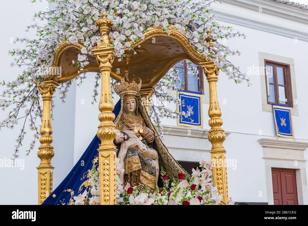 Statue of St. Mary in the procession. In Loulé Portugal Stock Photo - Alamy