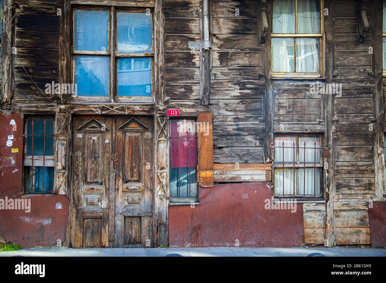 Empty old rustic house for background design Stock Photo - Alamy