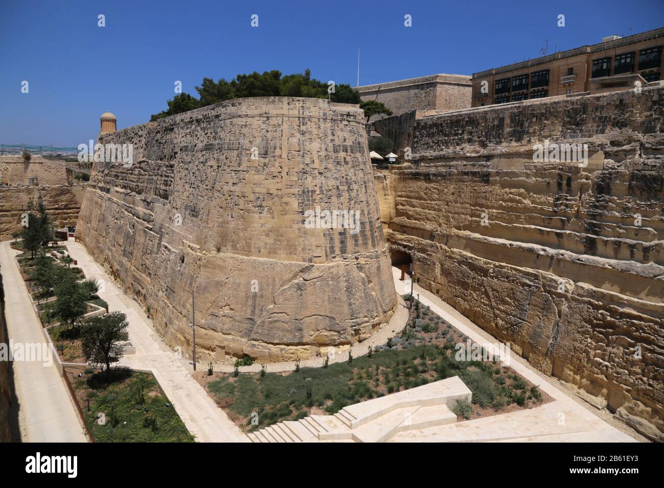 Valletta. Malta. The center of the Old Town. The city walls of the town ...
