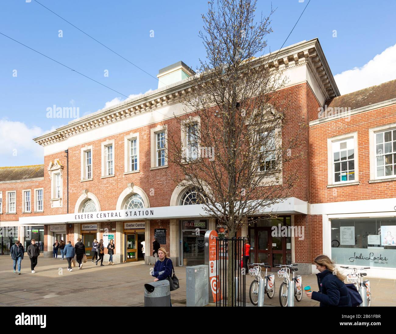 People outside Exeter Central Station railway station, Exeter city ...