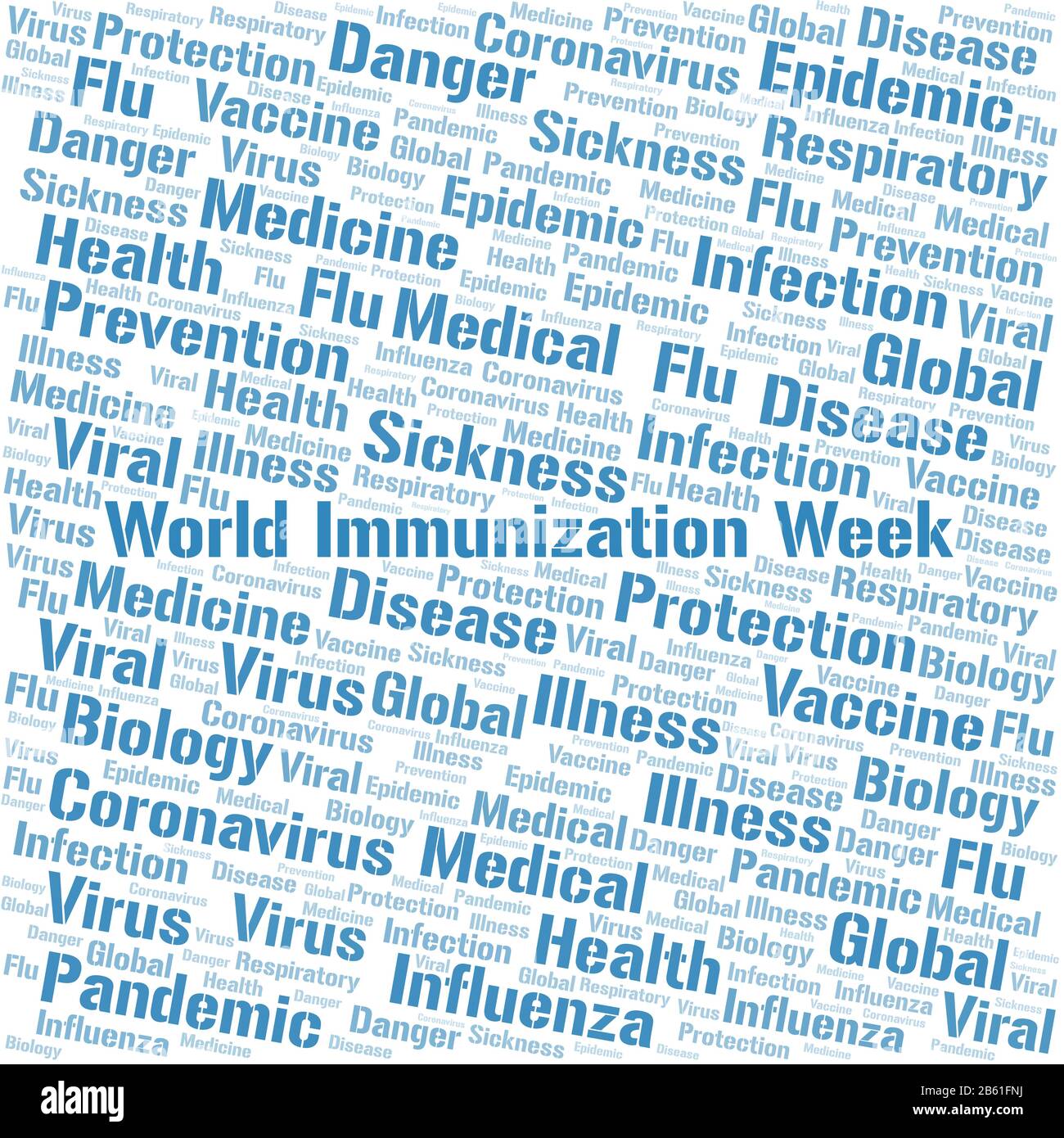World Immunization Week word cloud on white background. Wordcloud made ...