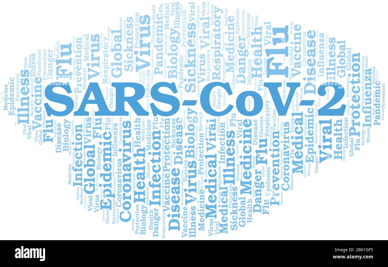SARS-CoV-2 word cloud on white background. Wordcloud made with text ...