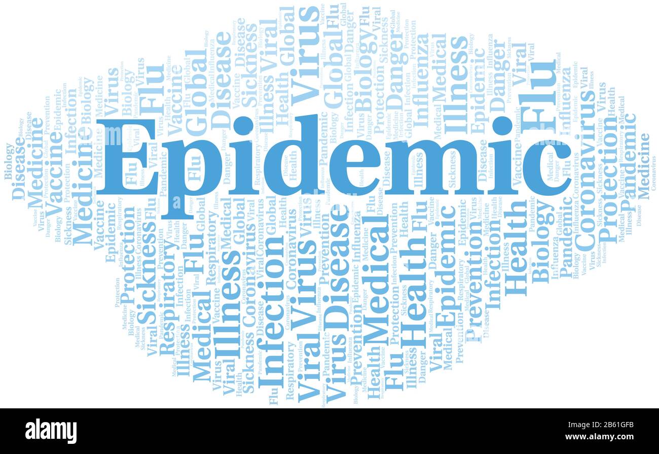 Epidemic word cloud on white background. Wordcloud made with text only ...