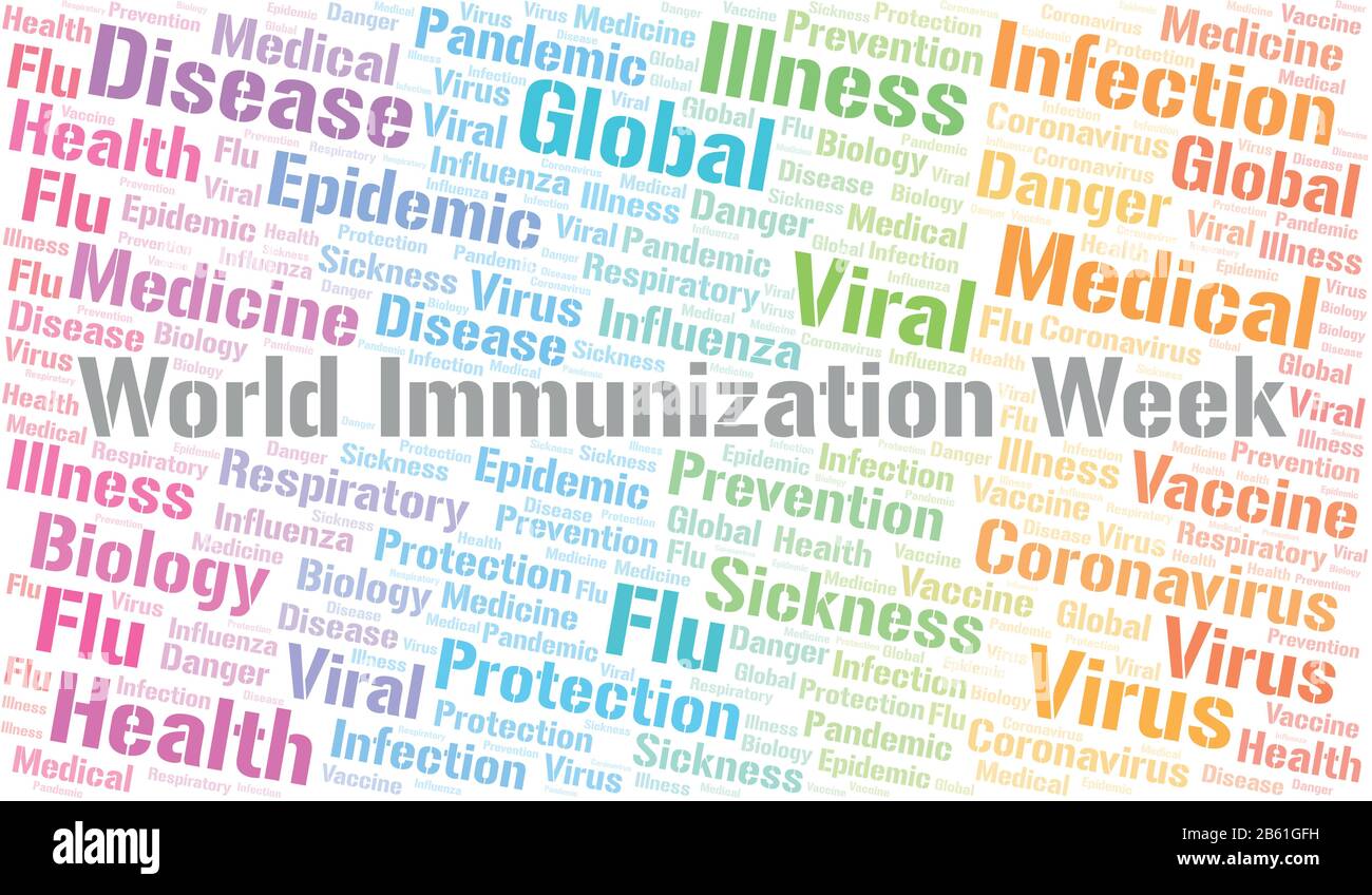 World Immunization Week word cloud on white background. Wordcloud made ...