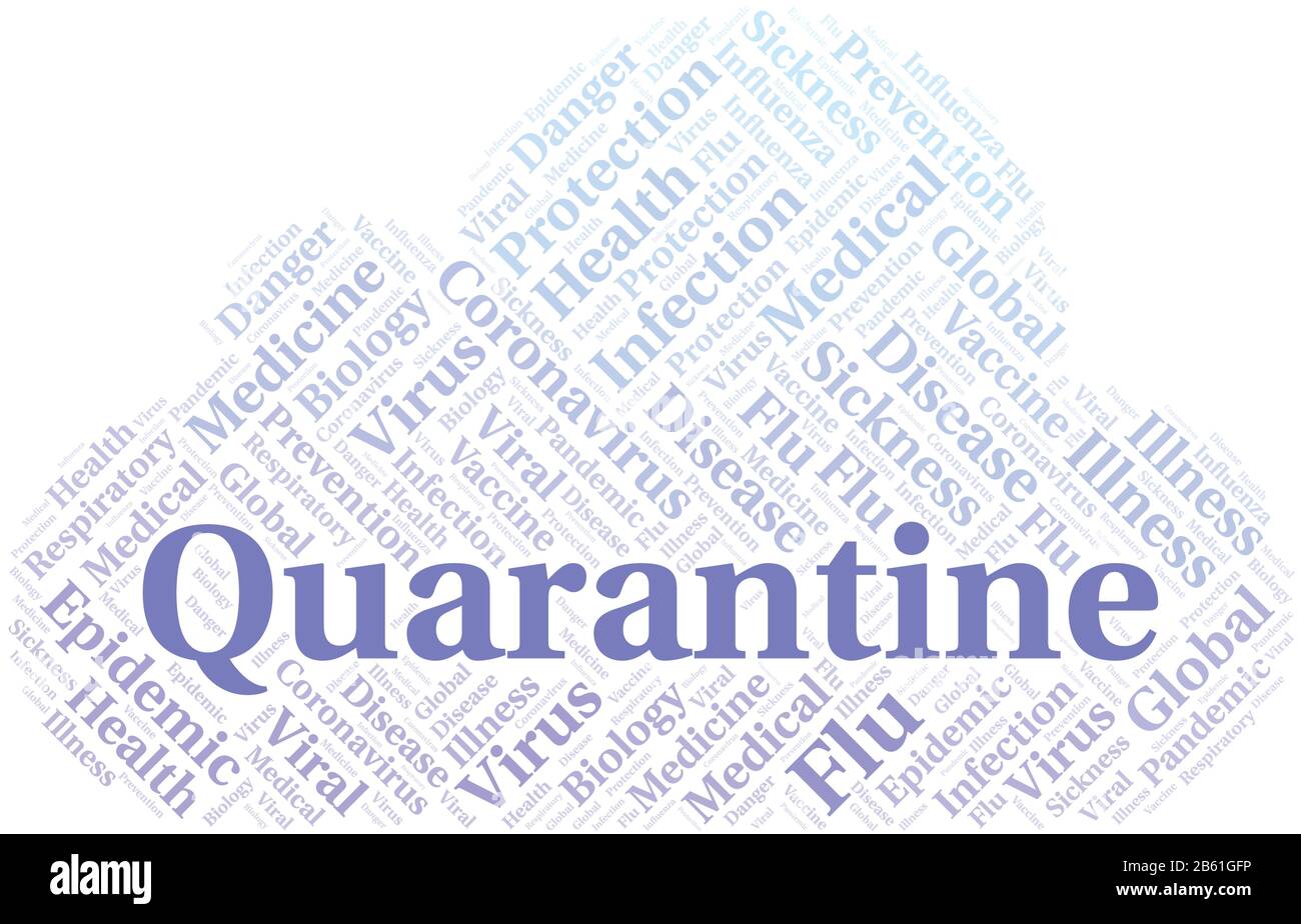 Quarantine word cloud on white background. Wordcloud made with text ...