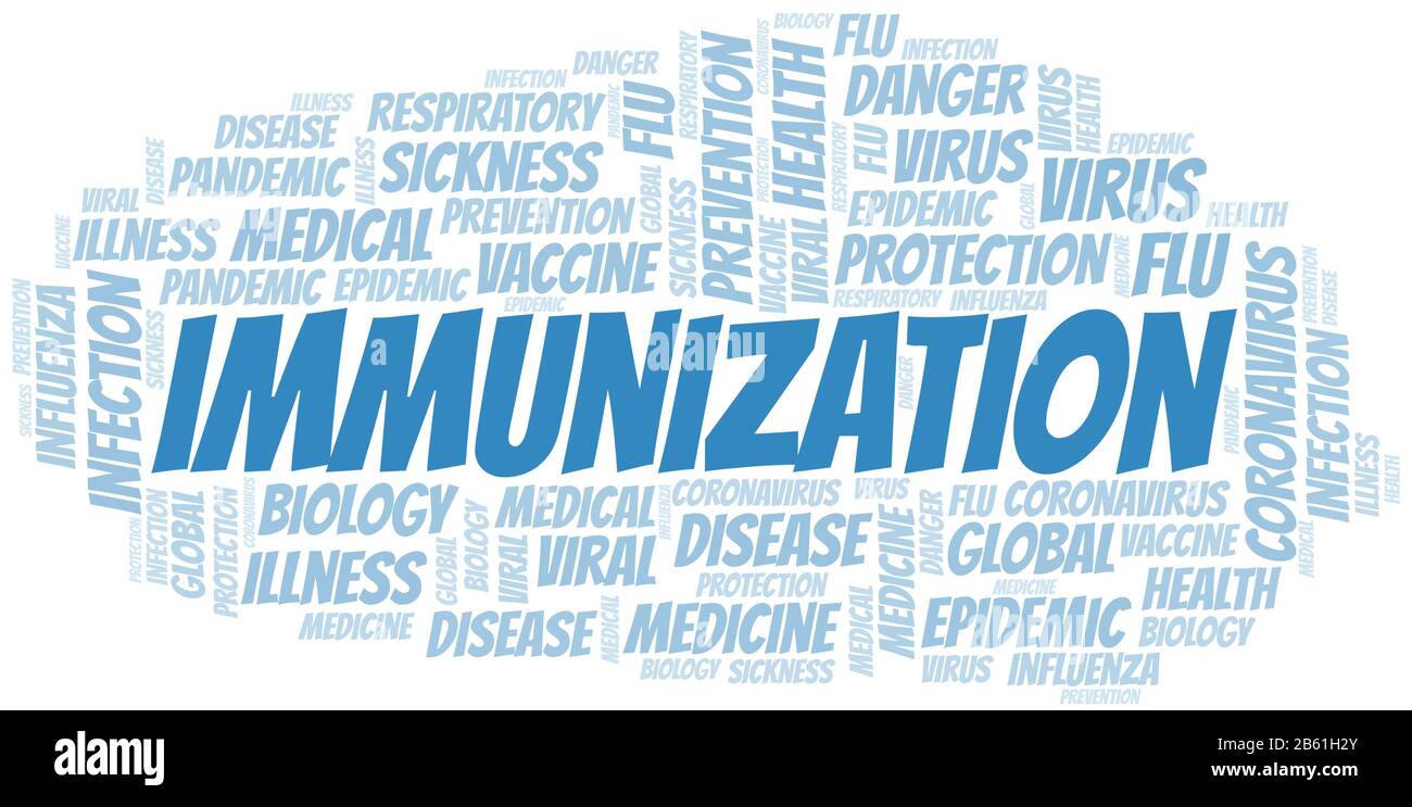 Immunization word cloud on white background. Wordcloud made with text ...