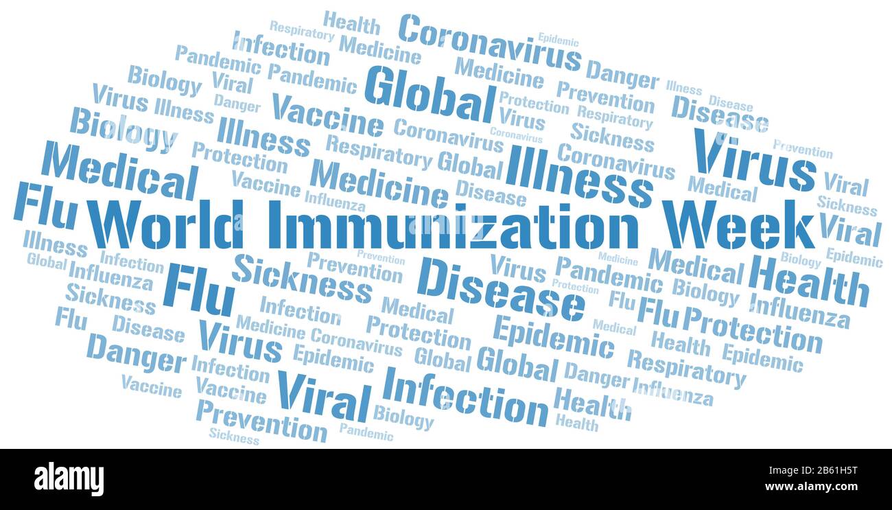 World Immunization Week word cloud on white background. Wordcloud made ...