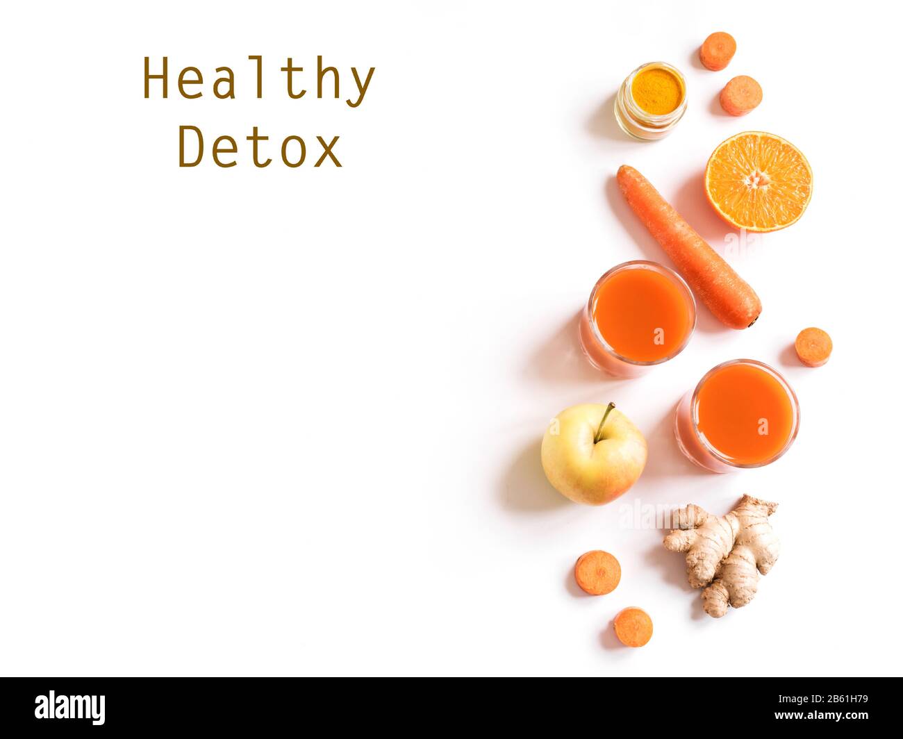 Detox fresh drink, orange fruit and vegetable smoothie ingredients ...