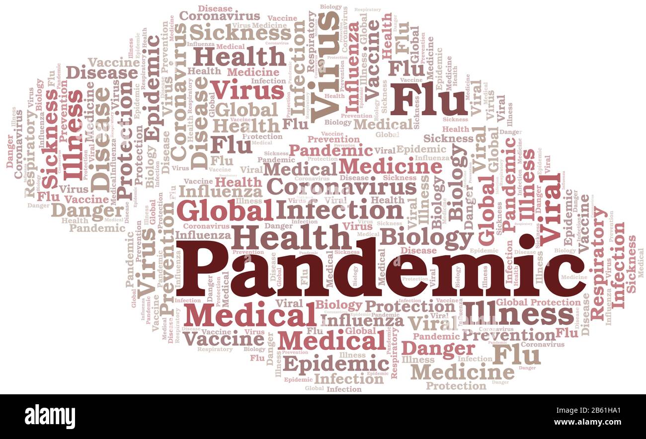 Pandemic word cloud on white background. Wordcloud made with text only ...