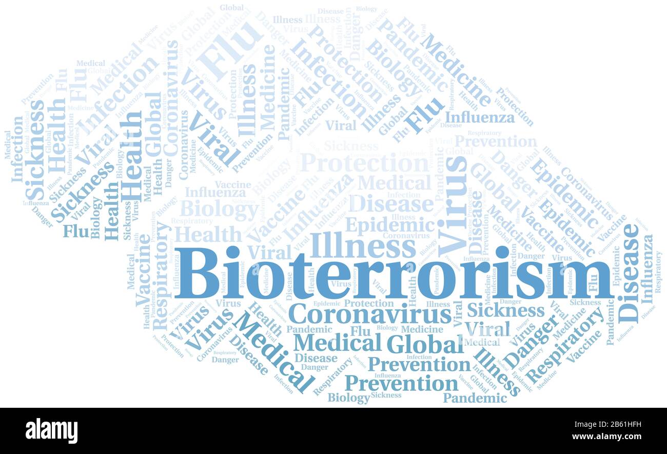 Bioterrorism word cloud on white background. Wordcloud made with text ...