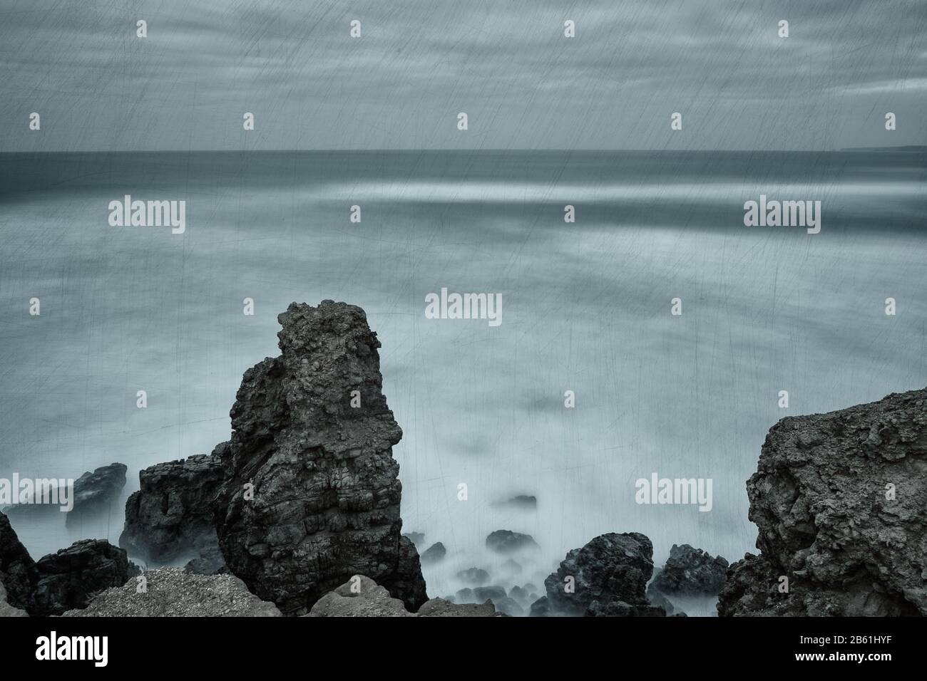 Dramatic seascape texture mapped. In cold tones Stock Photo - Alamy