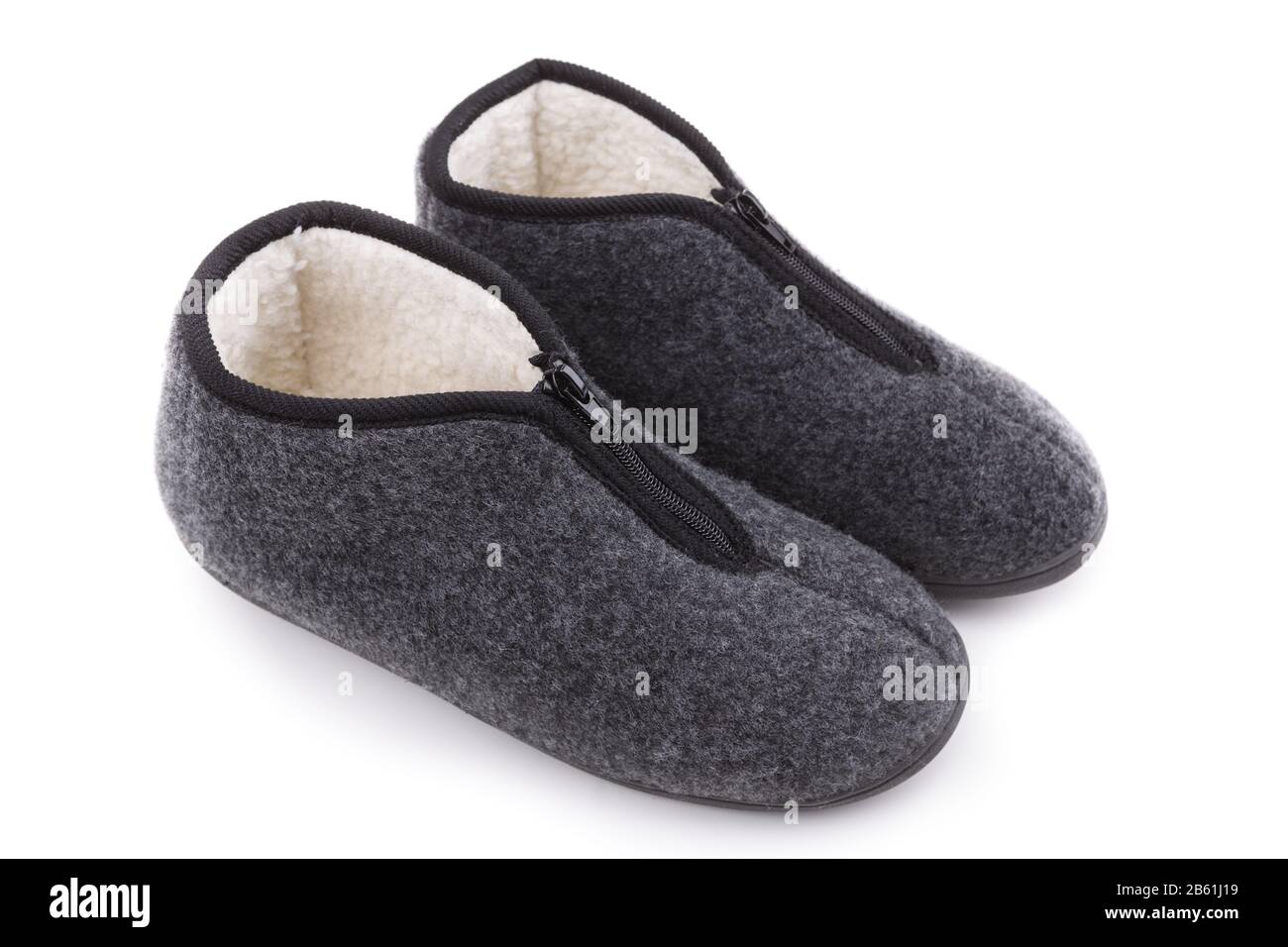 Homemade warm room slippers. On a white background Stock Photo - Alamy