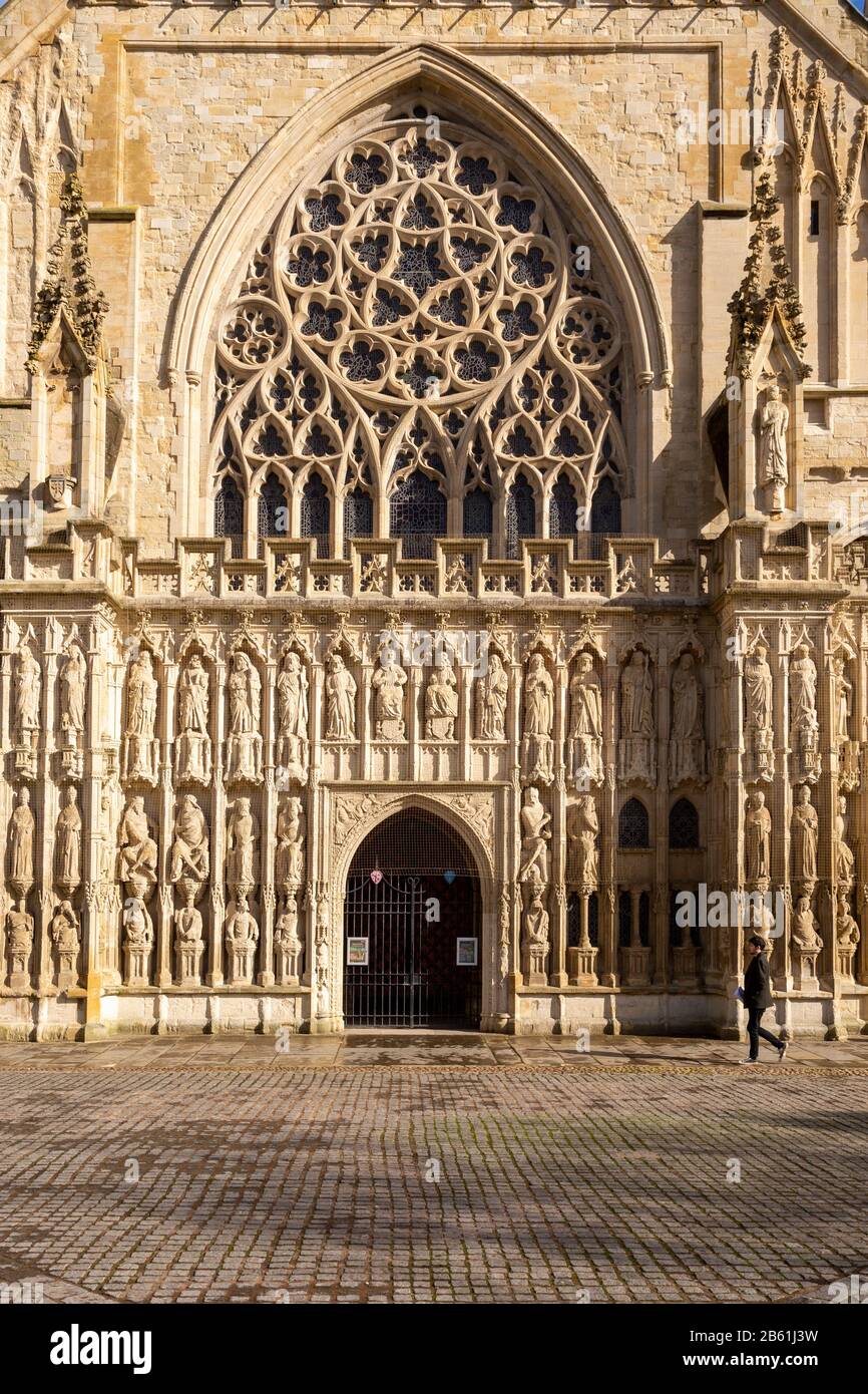 Medieval West Front Image screen stone carvings, Gothic architecture c ...