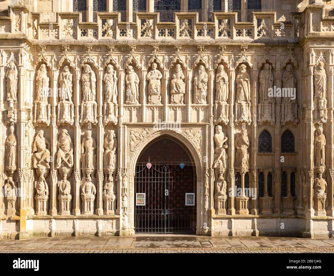 Medieval West Front Image screen stone carvings, Gothic architecture c ...