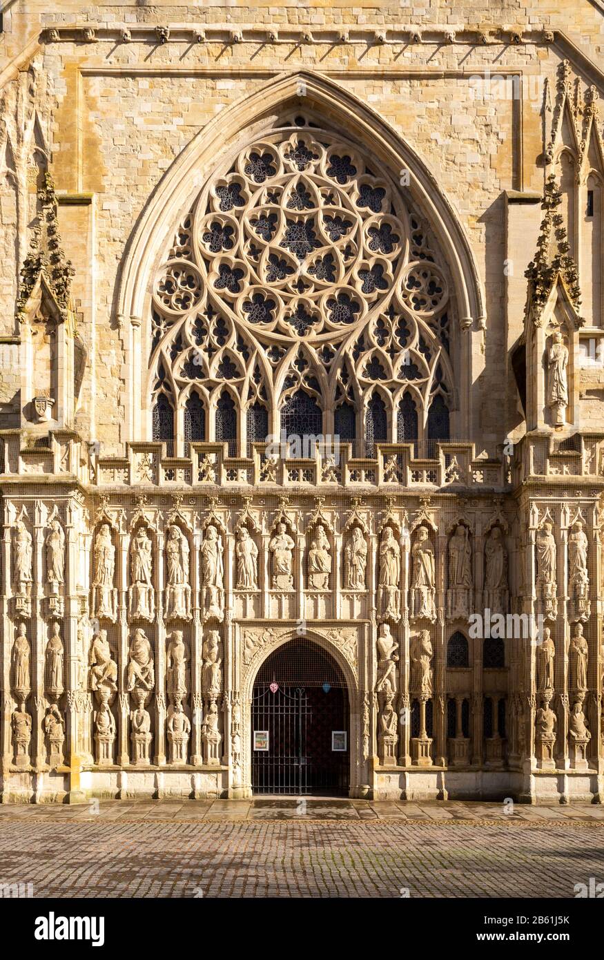 Medieval West Front Image screen stone carvings, Gothic architecture c ...