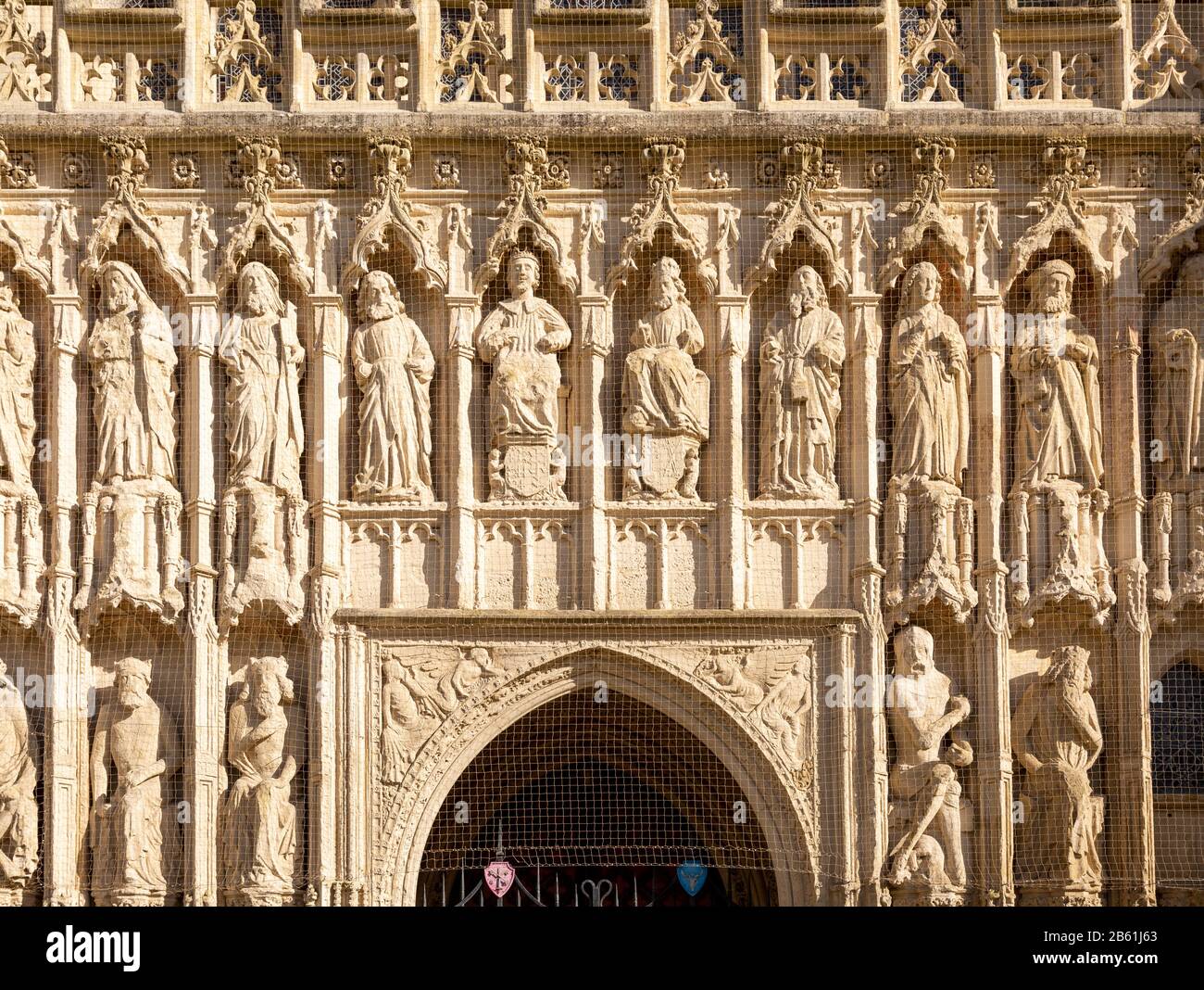 Medieval West Front Image screen stone carvings, Gothic architecture c ...