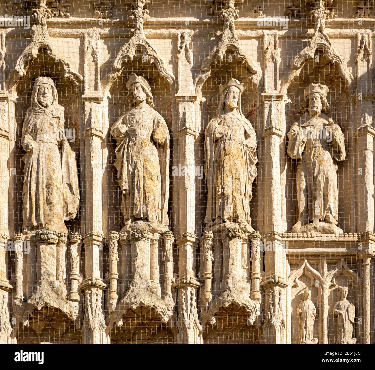 Medieval West Front Image screen stone carvings, Gothic architecture c ...