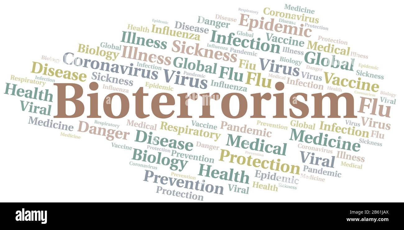 Bioterrorism word cloud on white background. Wordcloud made with text ...