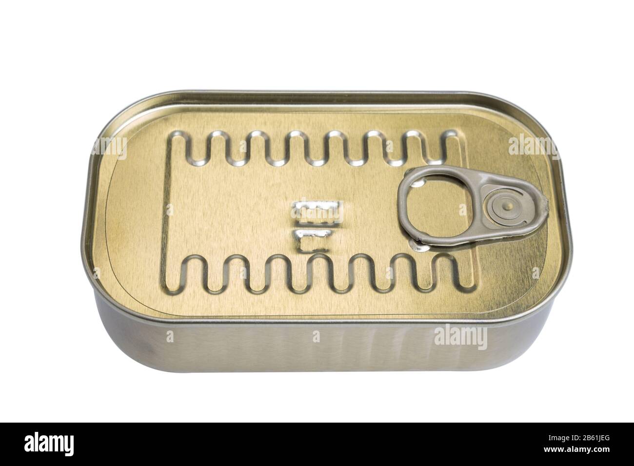 Fish tin. On a white background Stock Photo - Alamy