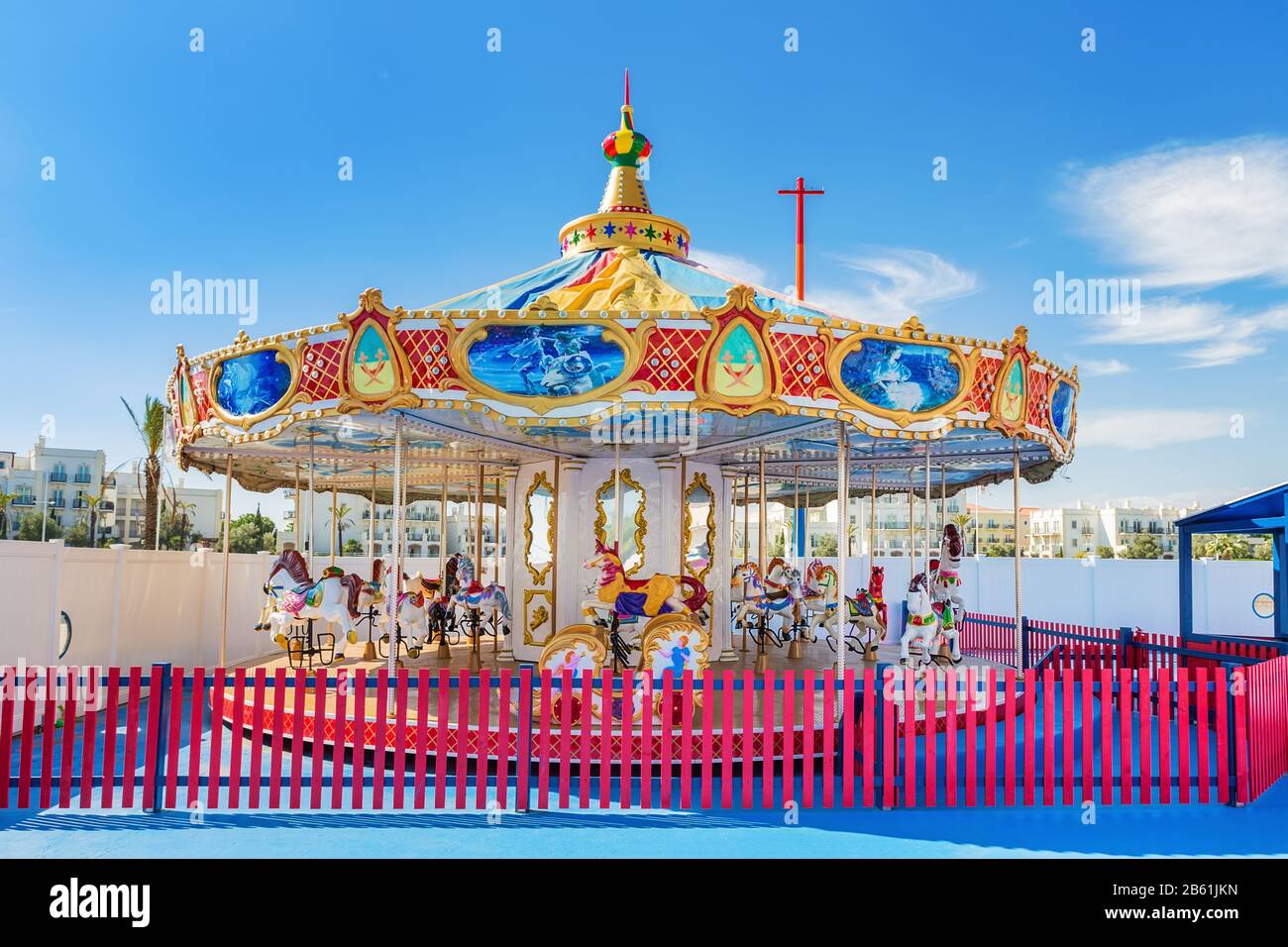 Children's Carousel for entertainment and fun. Summer in the park Stock ...