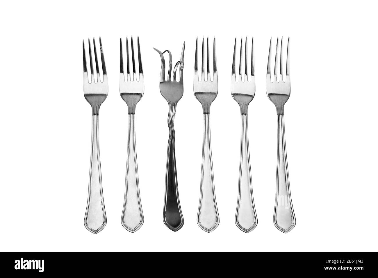 The concept of a set forks on nutrition and diet. On a white background ...