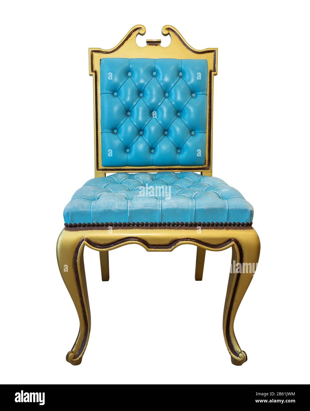 Vintage soft blue chair. With figured forms Stock Photo - Alamy
