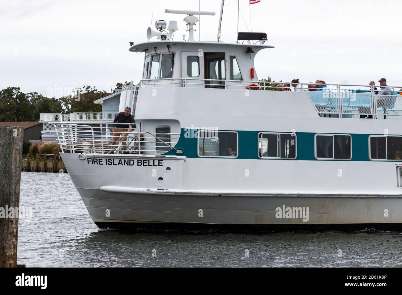 Bay shore, New York, USA - 6 October 2019: The Fire Island Belle ferry ...