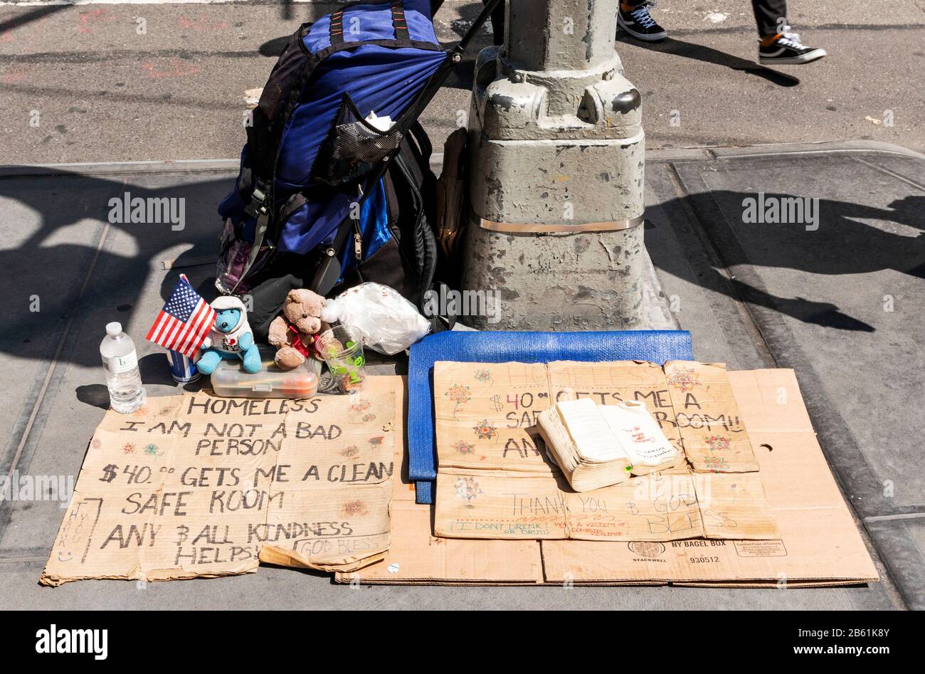 New York City, New York, USA - 15 August 2018: A homeless persons ...