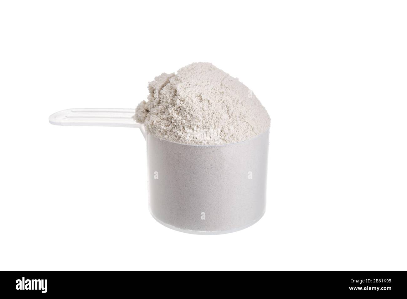 Measuring spoon for milk whey protein. On a white background Stock ...