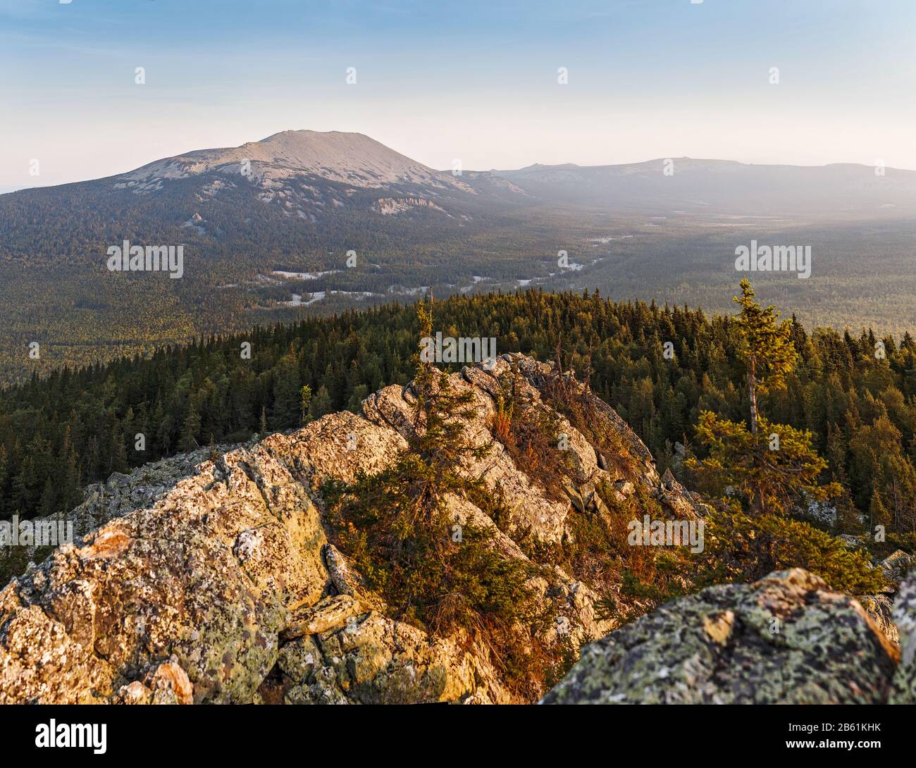 Ural mountains landscape panorama near Iremel national park Stock Photo ...