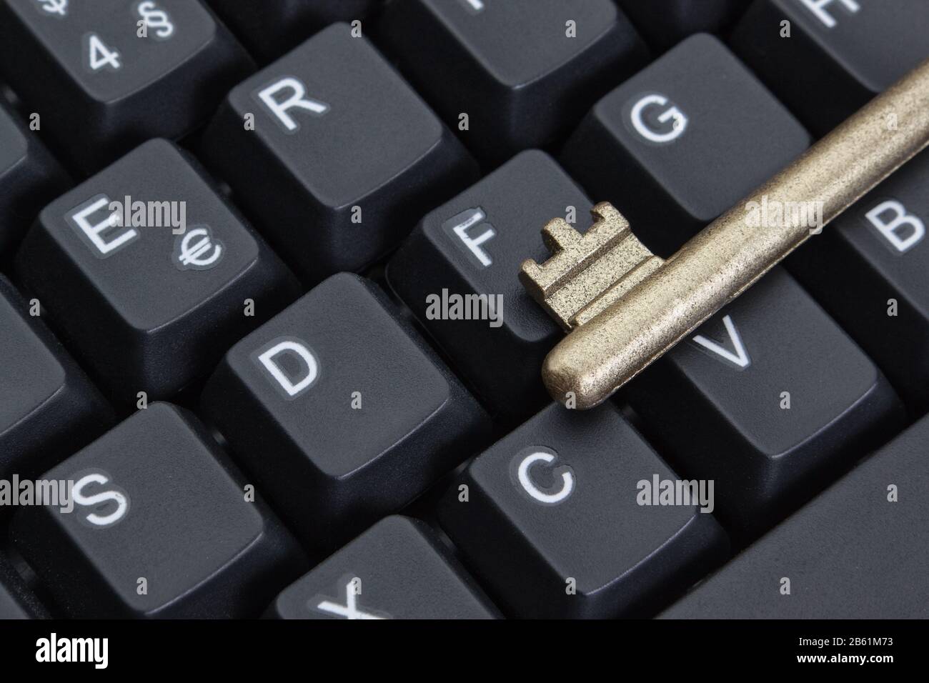 Symbol of internet security key on the computer keyboard. Close-up ...