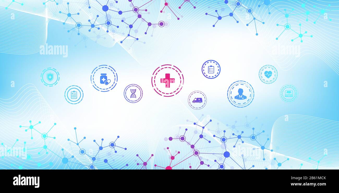 Abstract health care banner template with flat icons. Healthcare ...